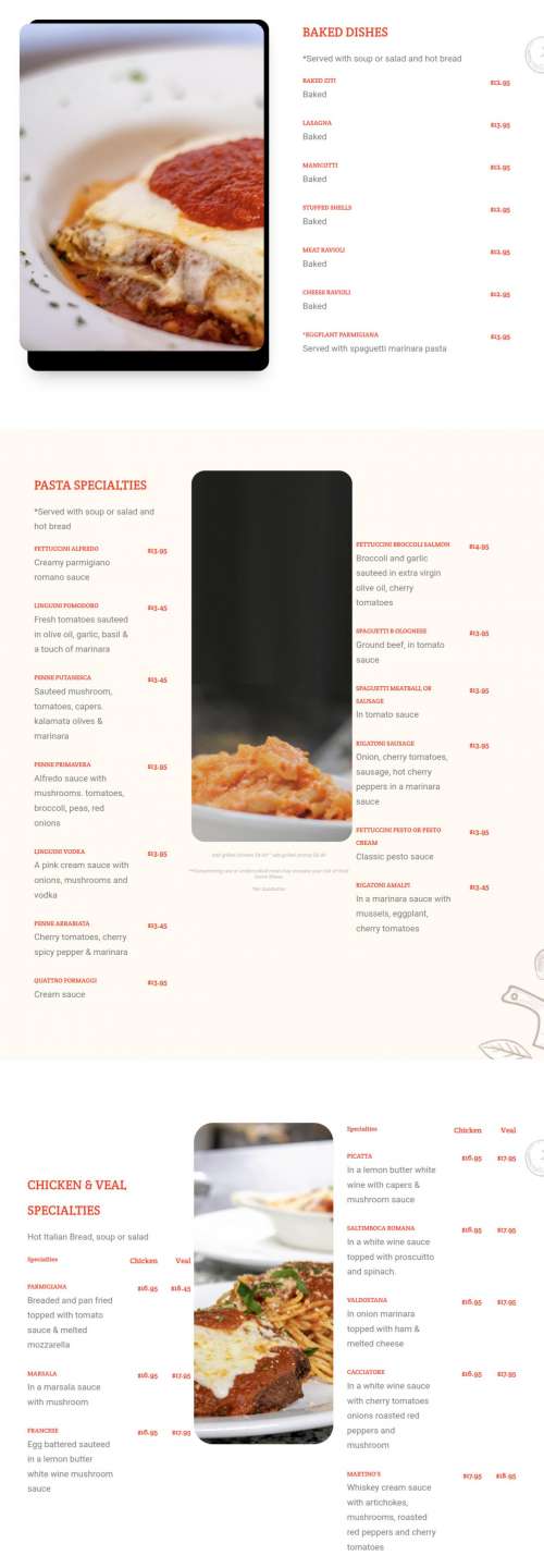 Martino's Italian Restaurant menu in Watkinsville, Georgia, USA