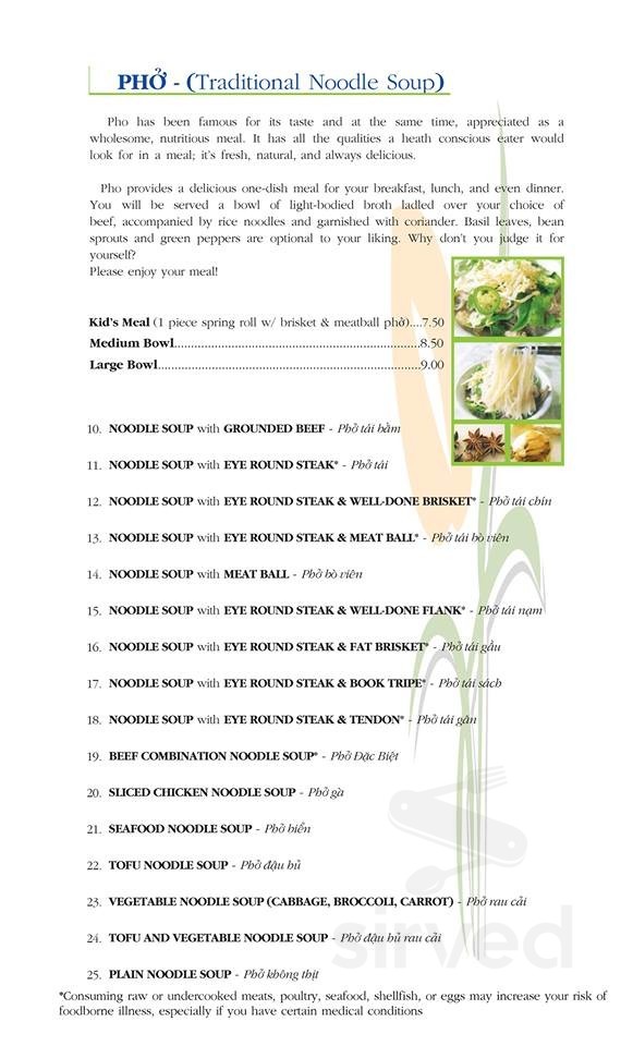Menu - Honolulu HI's Ph? Trí Vietnamese Restaurant | Sirved