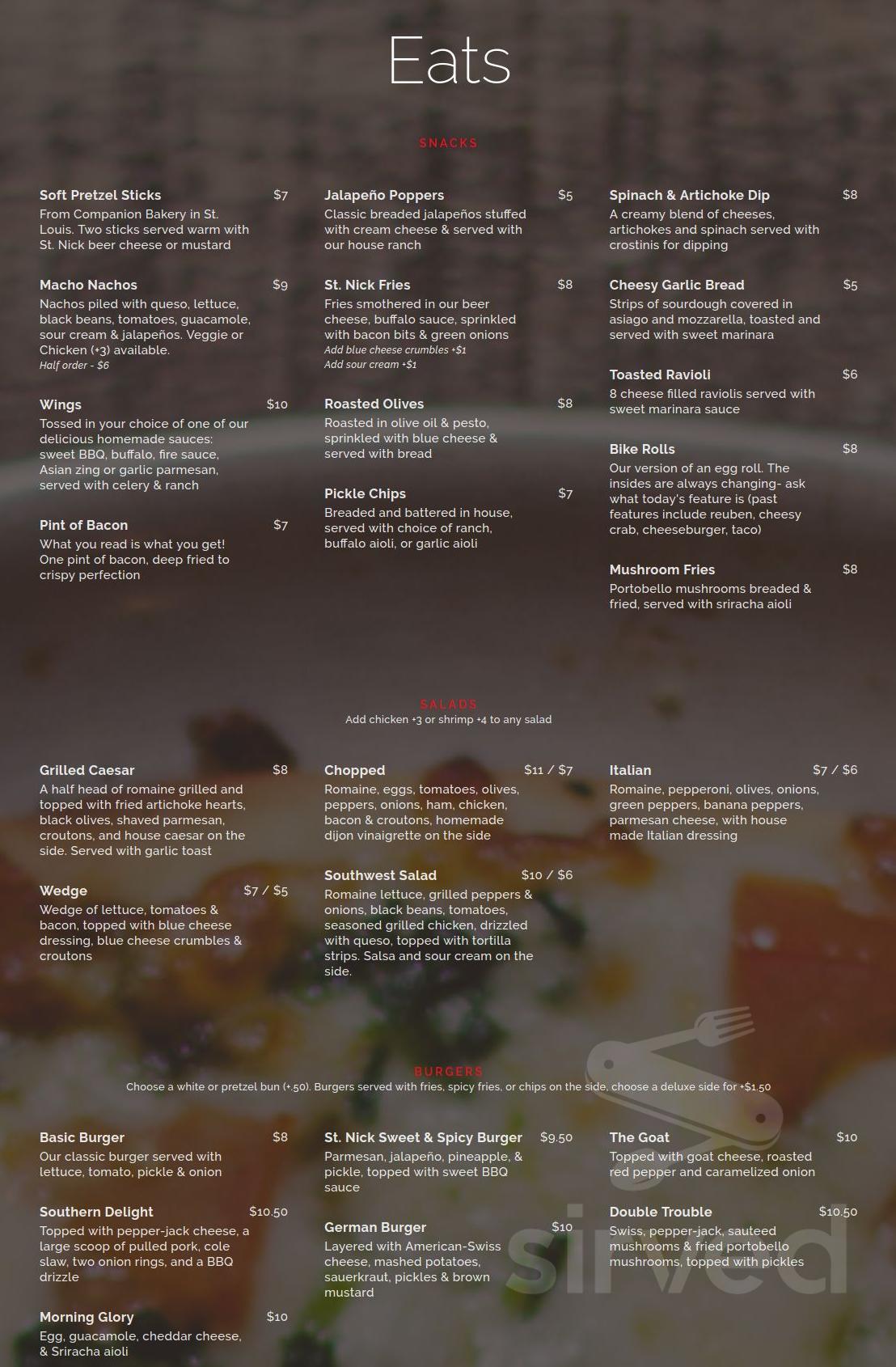 St. Nicholas Brewing Company menus in Du Quoin, Illinois, United States