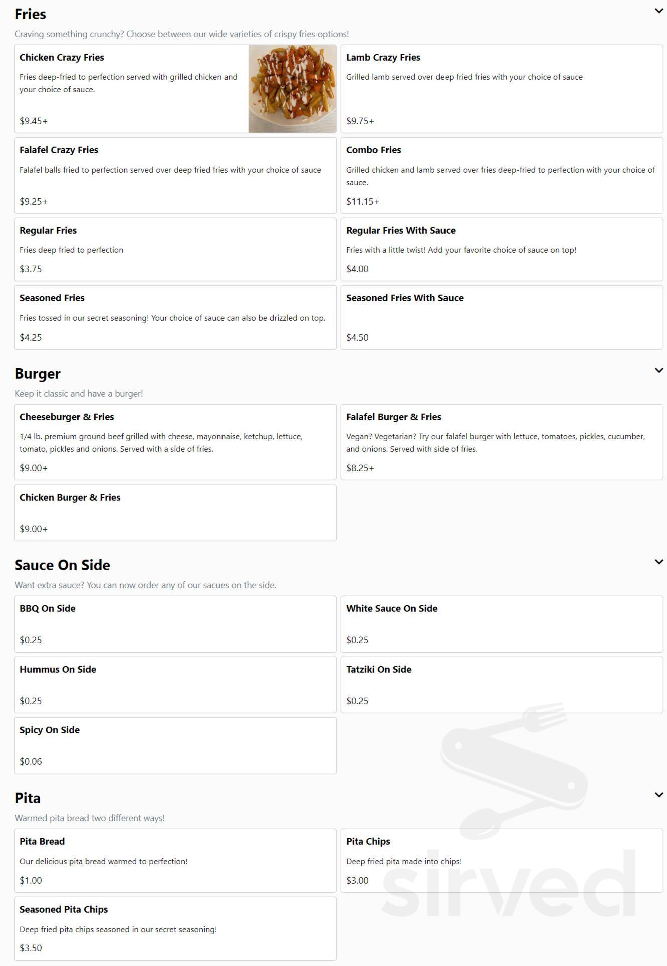 Falafel Guys menu in Yuba City, California, USA