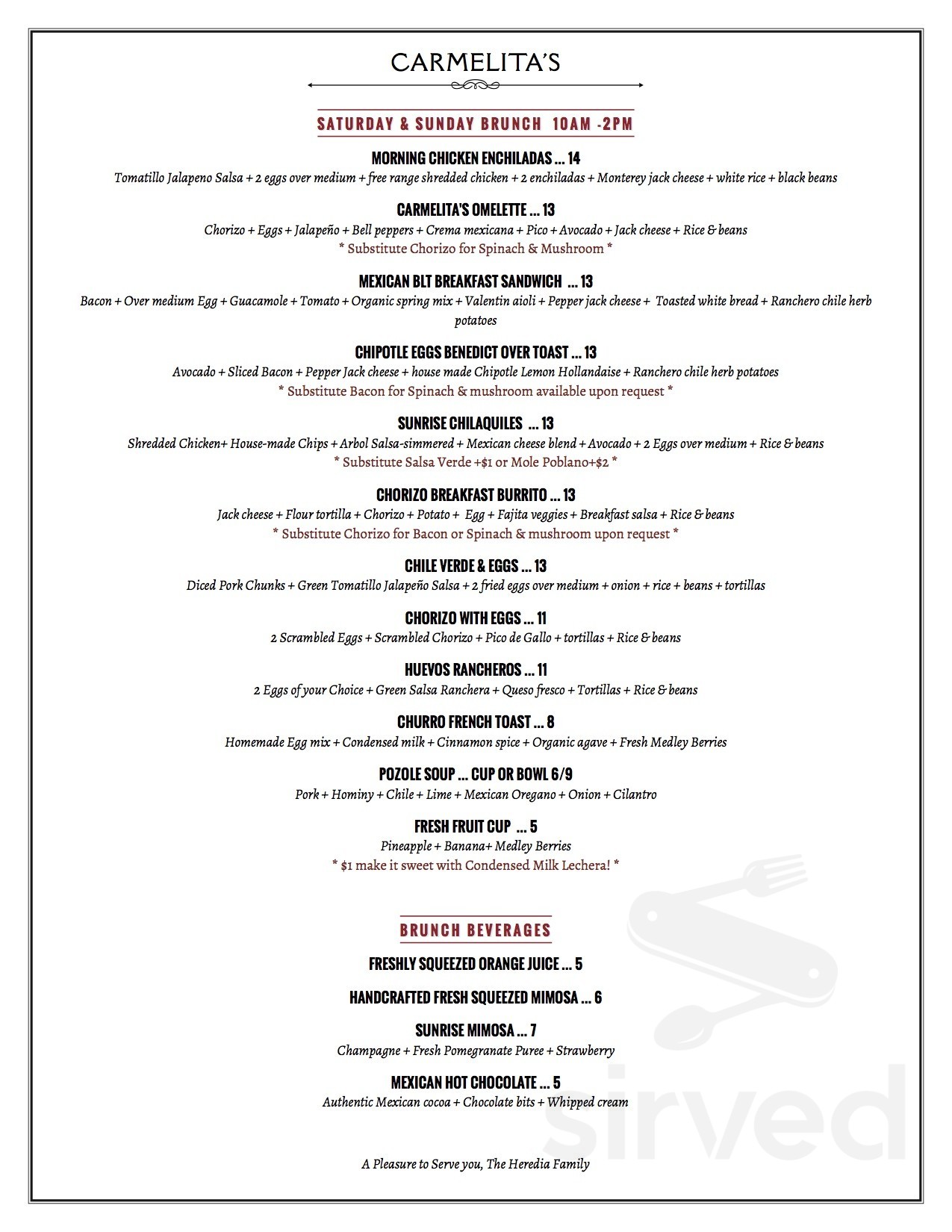 Carmelita's Kitchen de Mexico menus in San Diego, California, United States