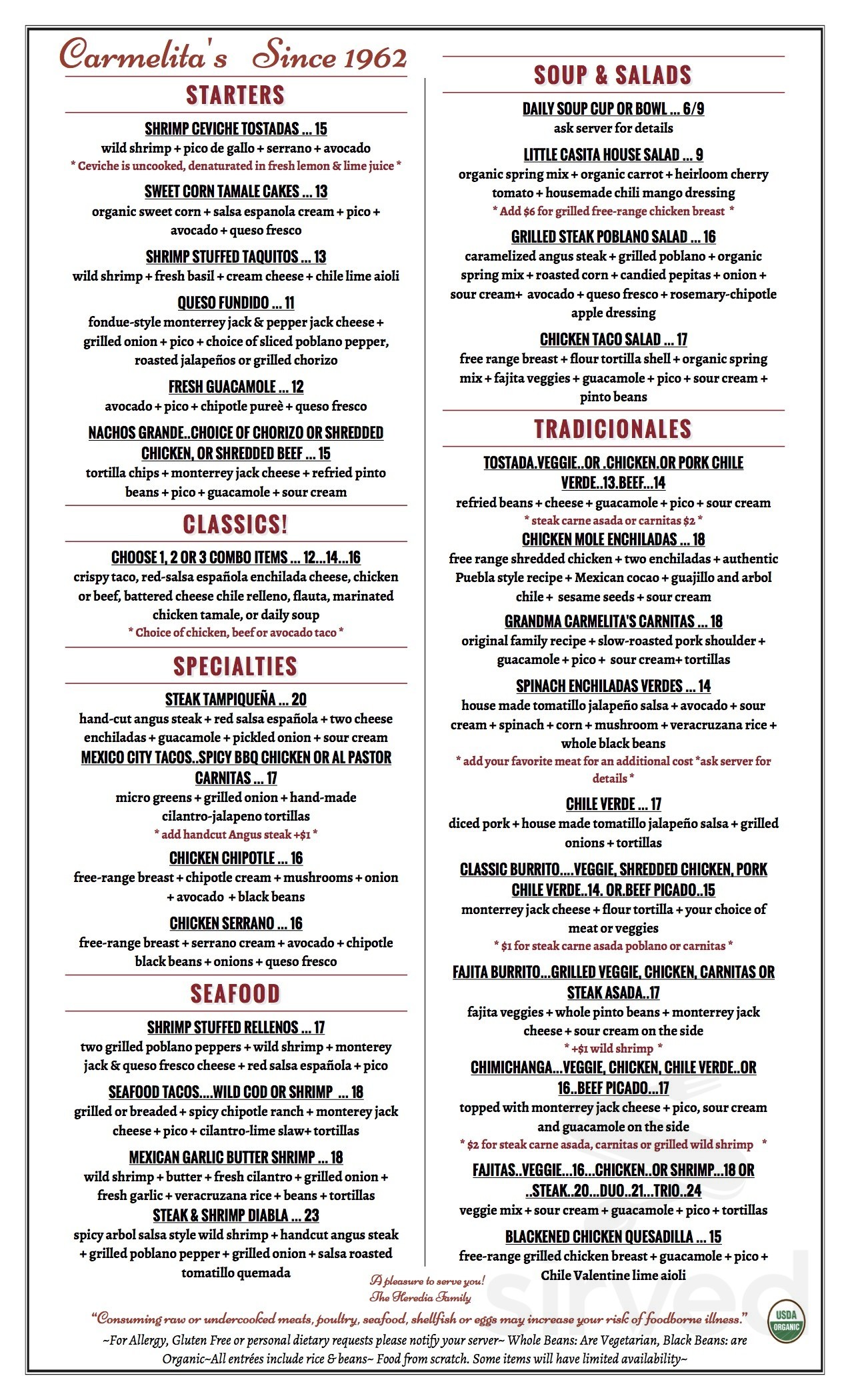 Carmelita's Kitchen de Mexico menus in San Diego, California, United States