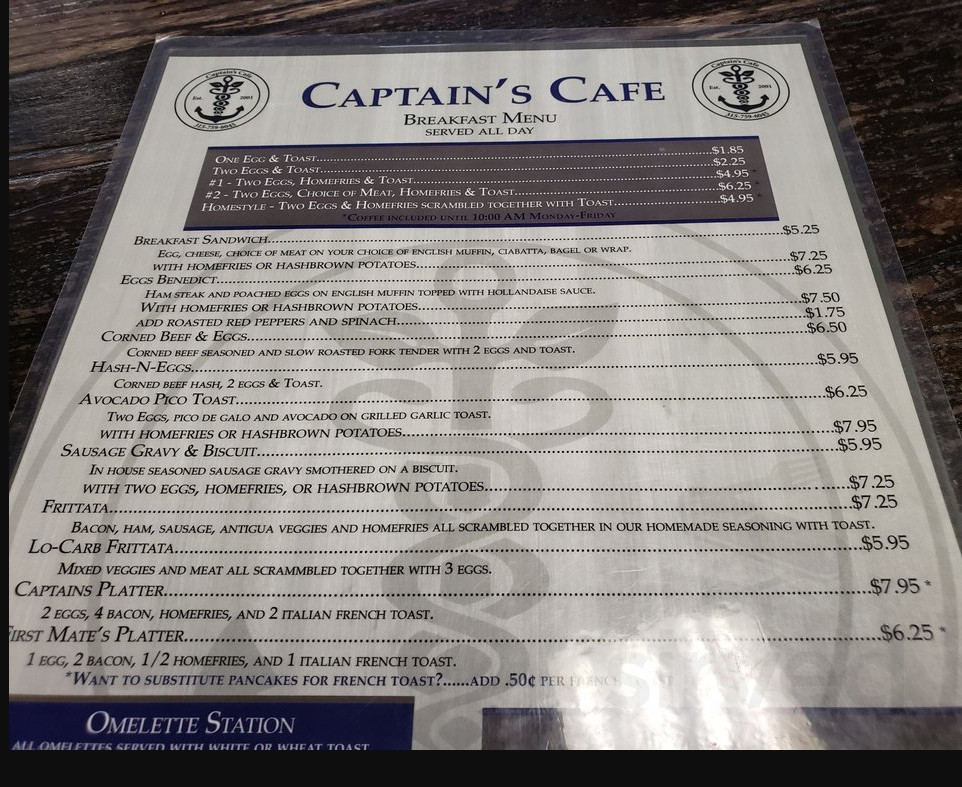 Captain's Cafe menus in Geneva, New York, United States