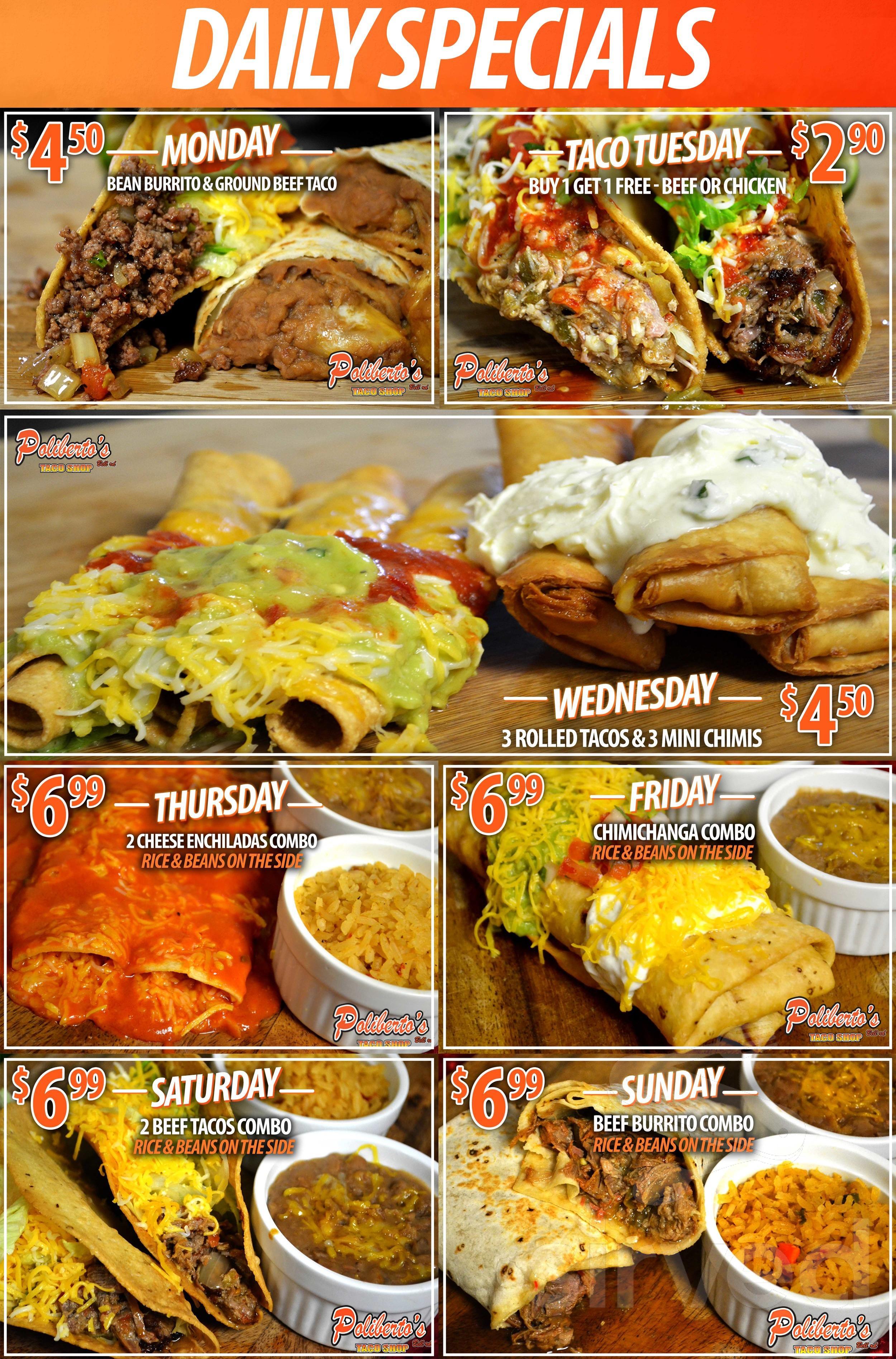 Poliberto's Bell Rd menu in Phoenix, Arizona, USA