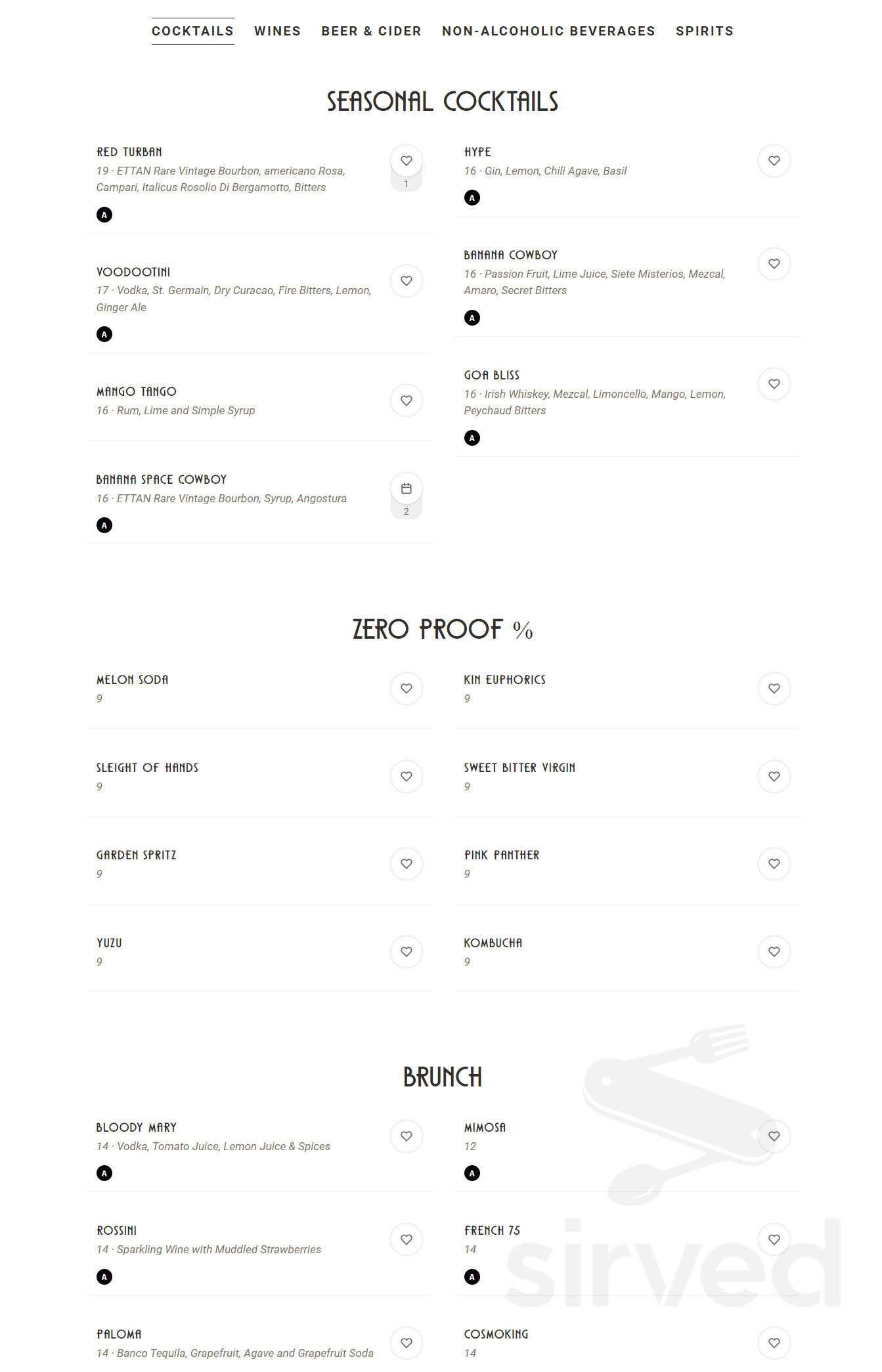 Ettan menu in Palo Alto, California, USA