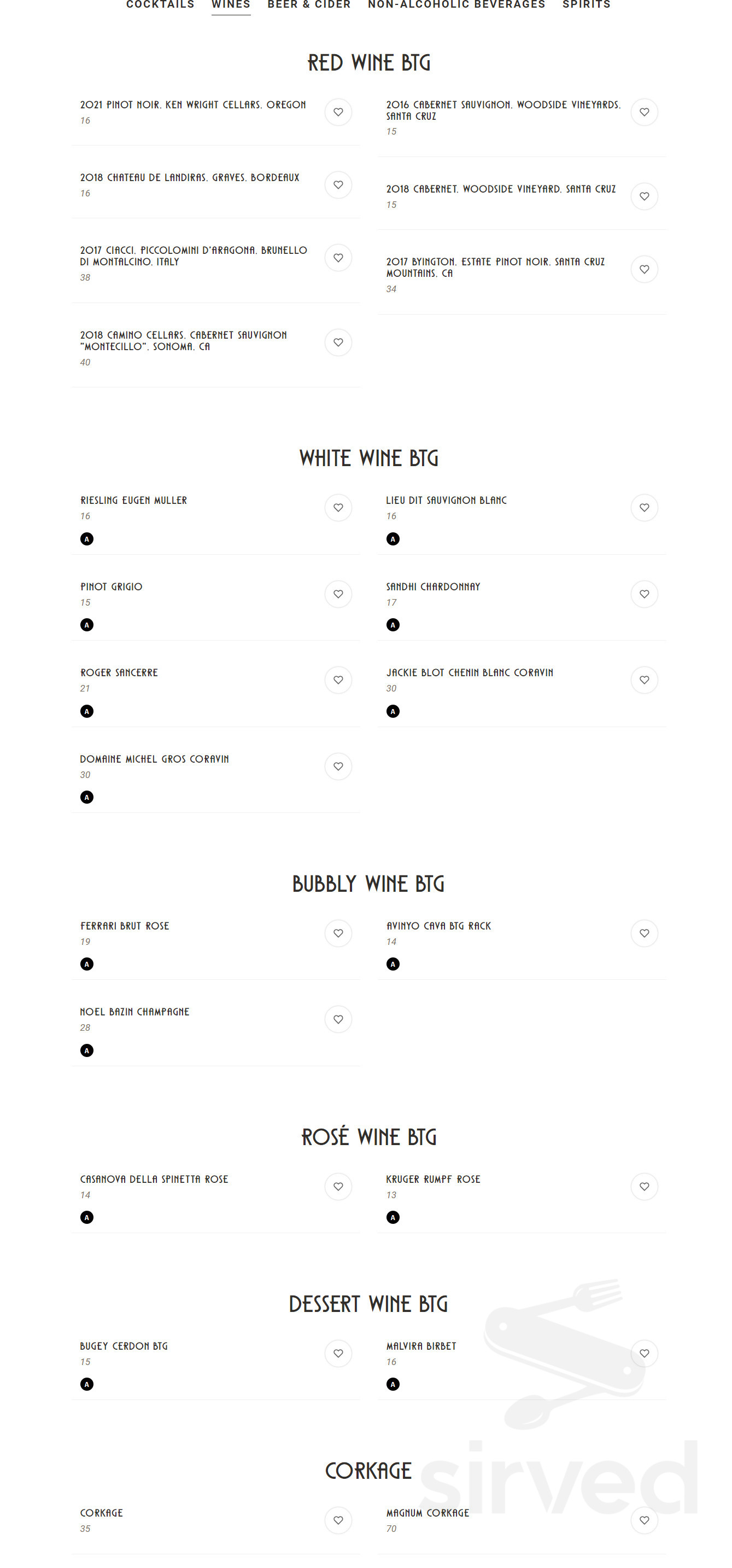 Ettan menu in Palo Alto, California, USA