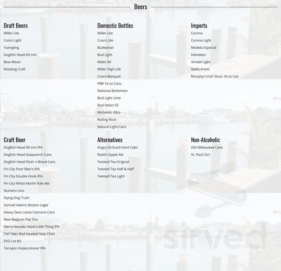 Harborside Bar & Grill menu in Ocean City, Maryland, USA