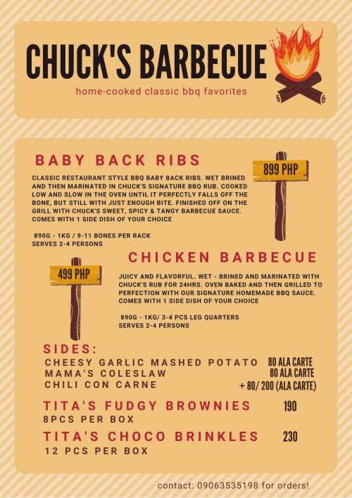 Chuck's Barbecue menu in Alapaha, Georgia, USA