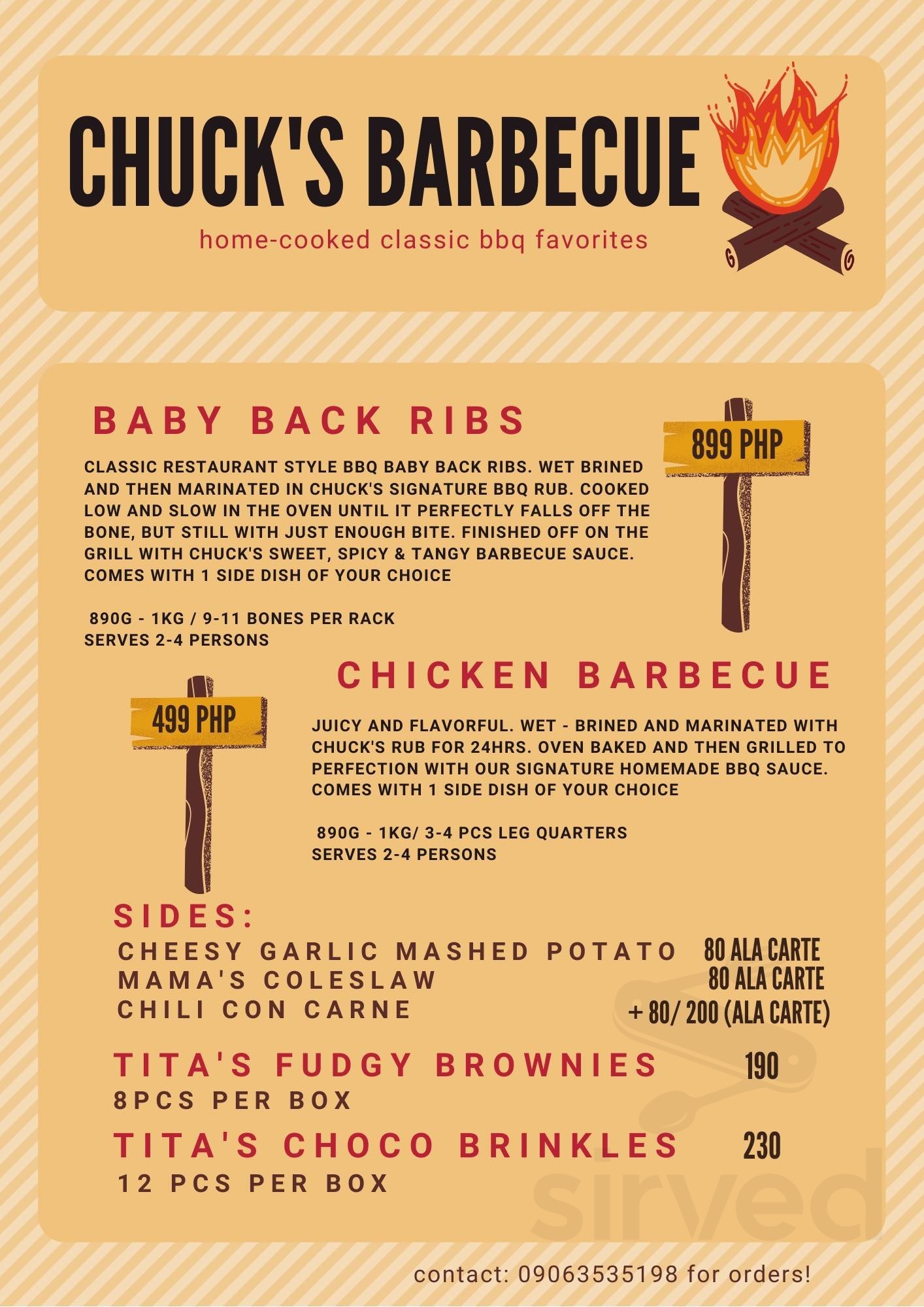 Chuck's Barbecue menu in Alapaha, Georgia, USA