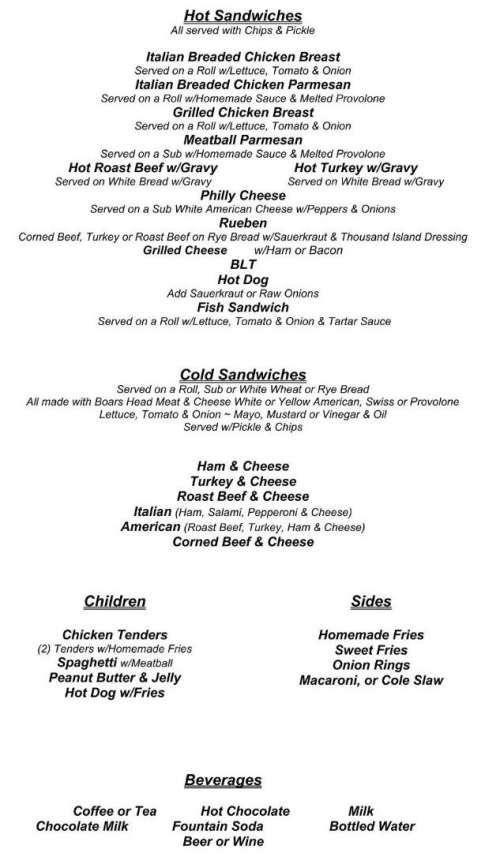 Sundaes Restaurant And Tasty Freeze menu in Grand Gorge, New York, USA