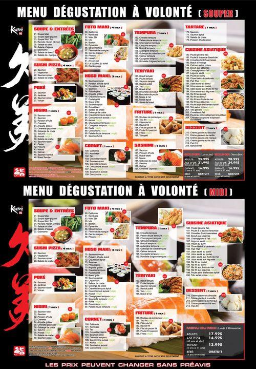 Sushi Kumi menu in Québec, Quebec, Canada