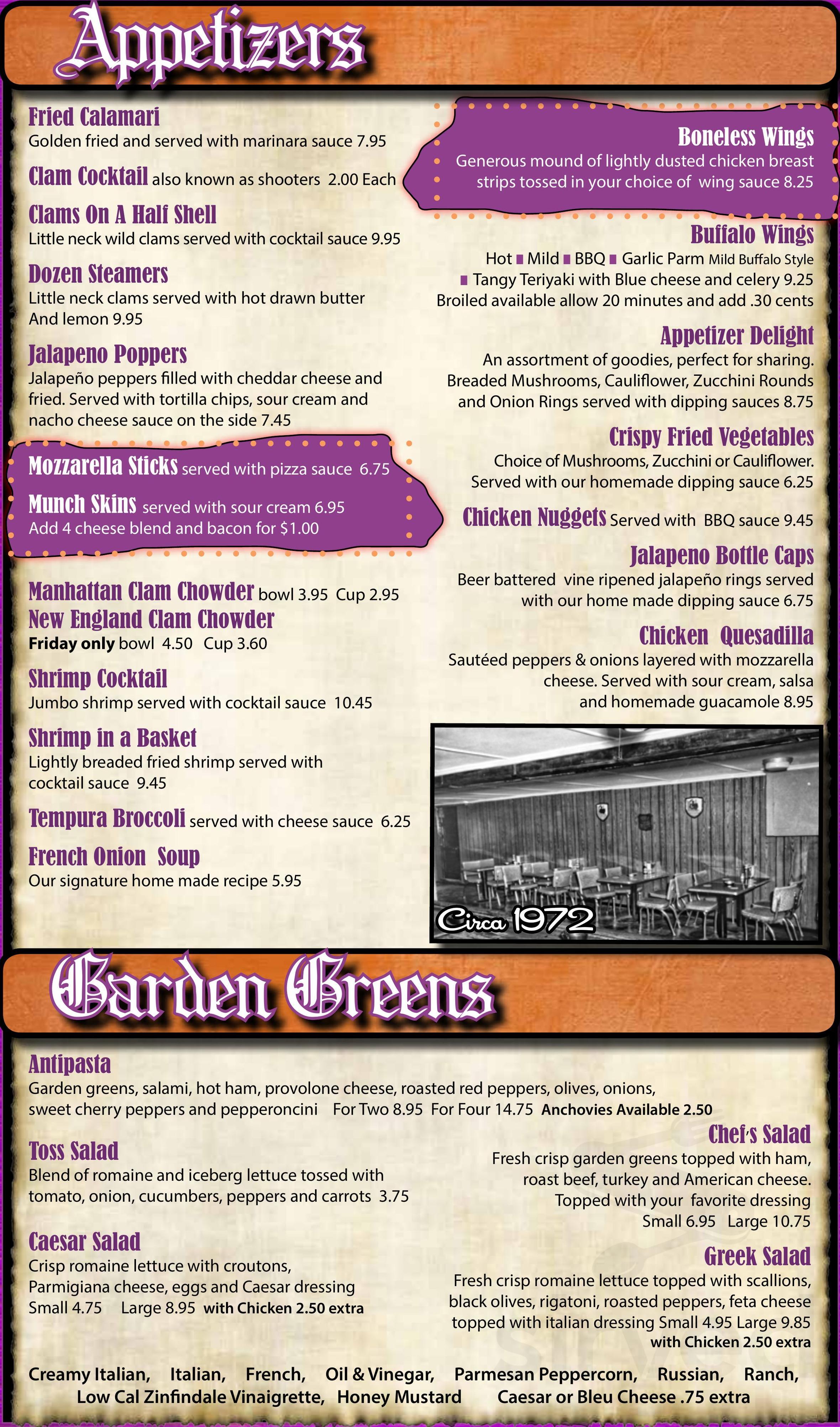 Purple Pub menu in Watervliet, New York, USA