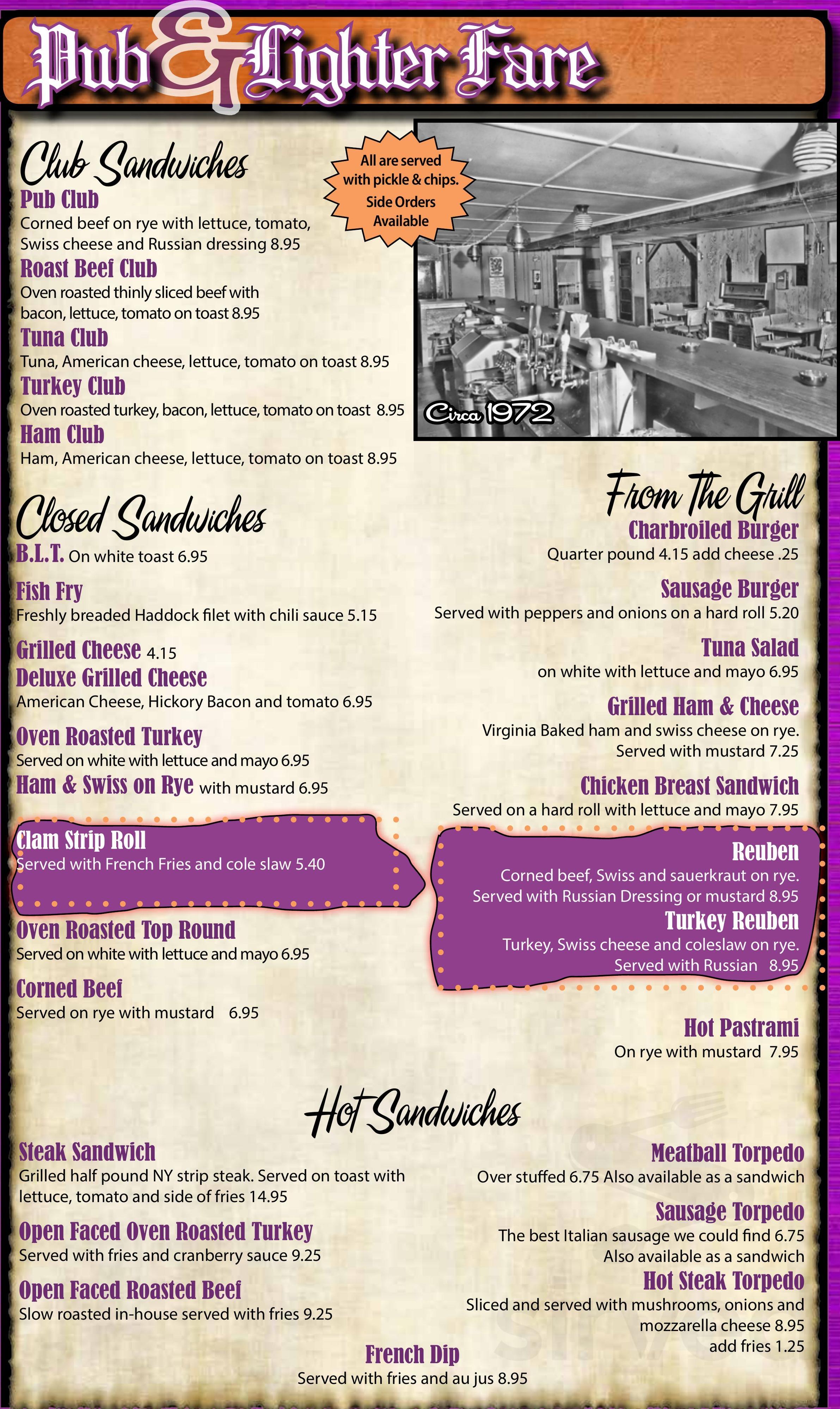 Purple Pub menu in Watervliet, New York, USA