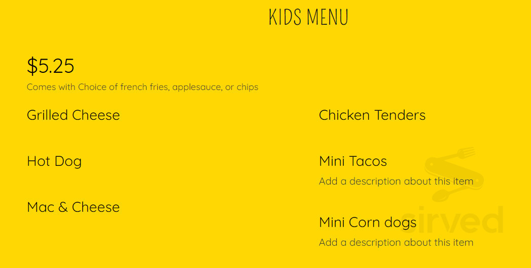 Starlite Room menu in Cedar Rapids, Iowa, USA