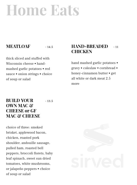 Fork in the Road Restaurant menu in Mukwonago, Wisconsin, USA