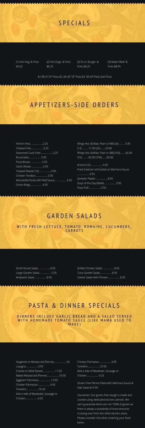 Spuntino Pizza menu in Park Ridge, Illinois, USA