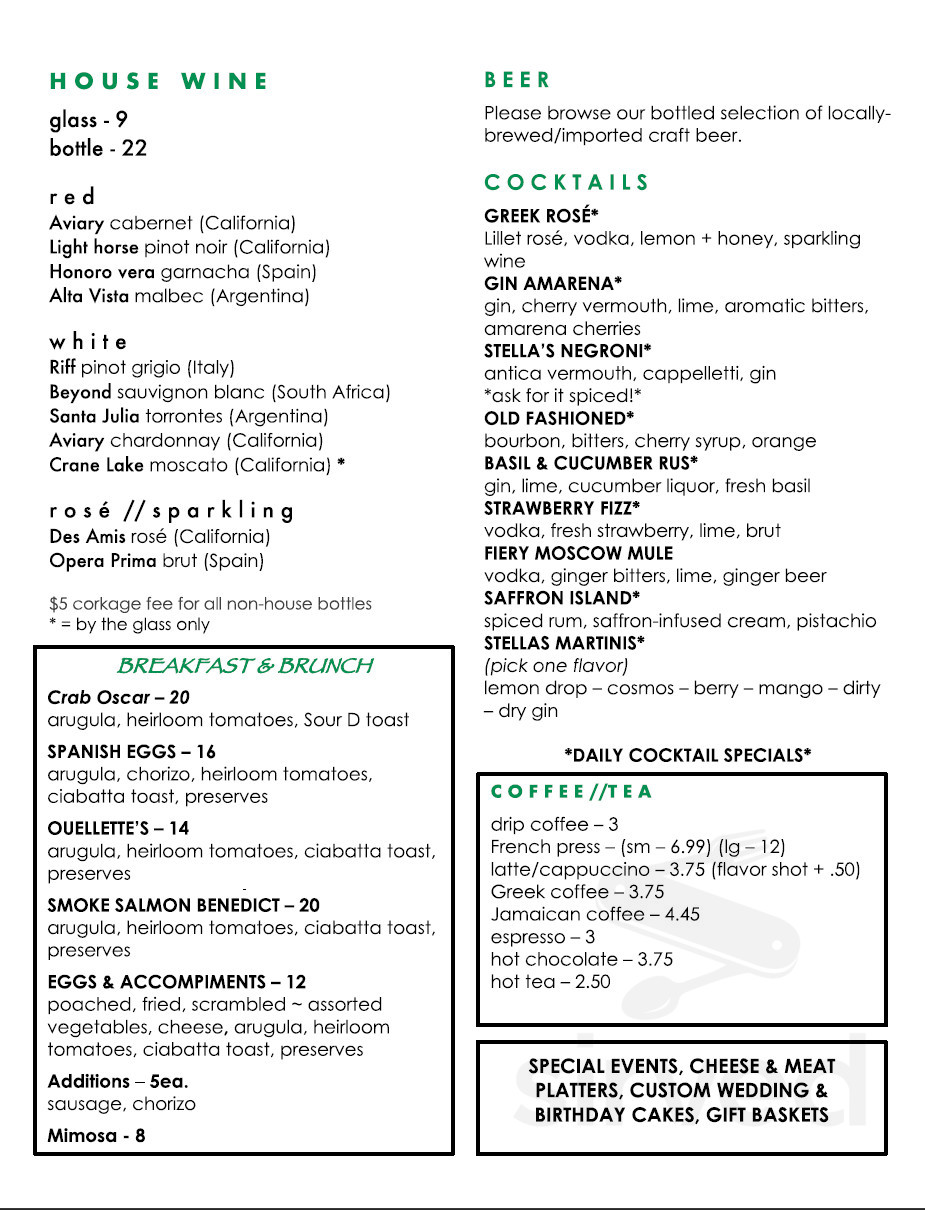 Menu for Stella's Modern Pantry in Ocala, FL | Sirved