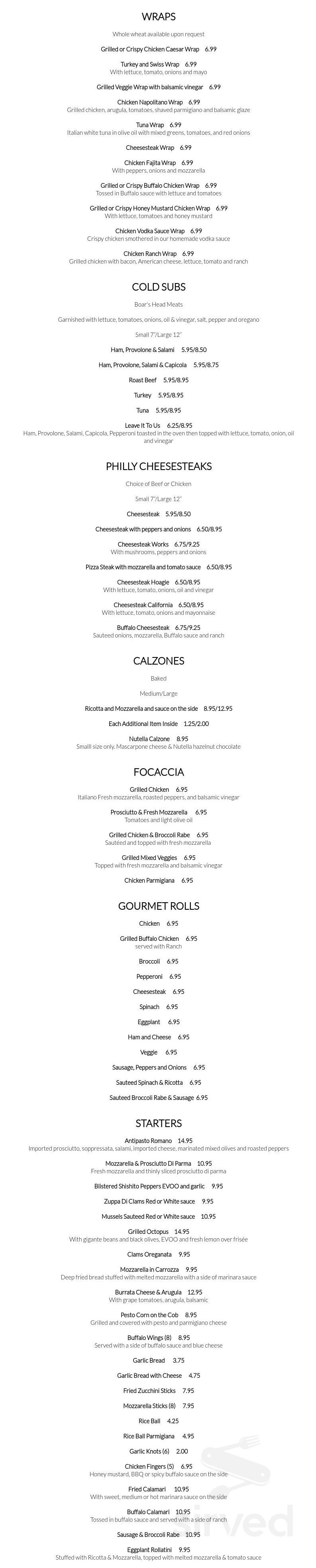 Menu - Marlboro NJ's Red Tomato Urban Pizzeria | Sirved