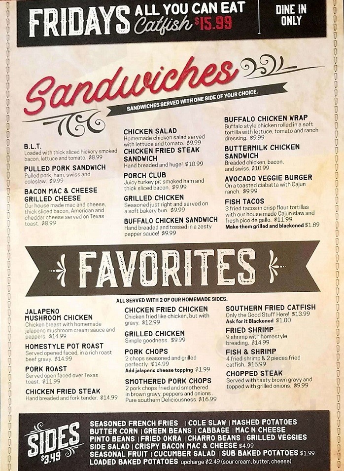 Menu - Arlington TX's The Porch Arlington | Sirved