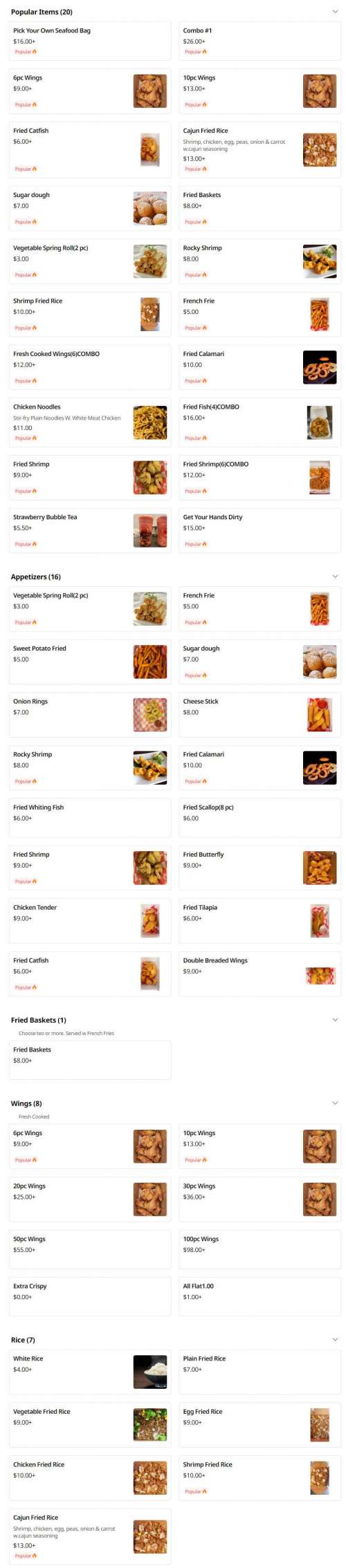 Union Seafood menu in Albany, New York, USA