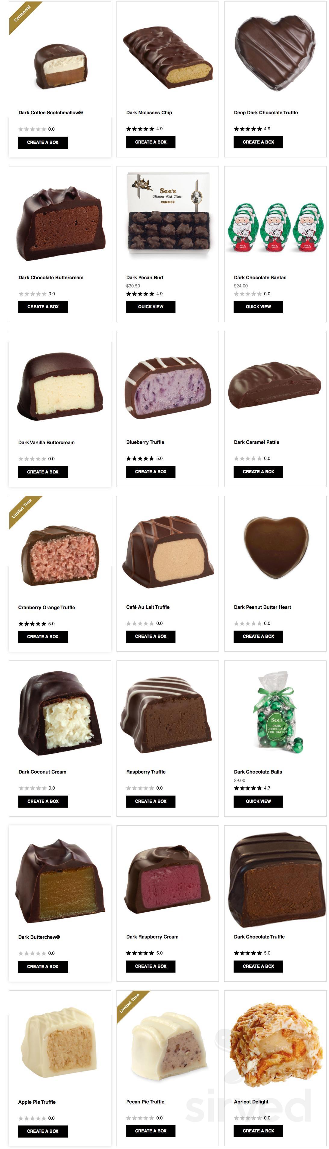 Menu - Edina MN's See's Candies | Sirved