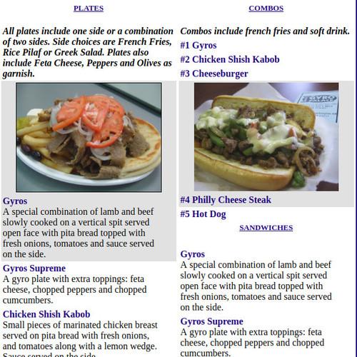 Gyro Palace menu in Milwaukee, Wisconsin, USA