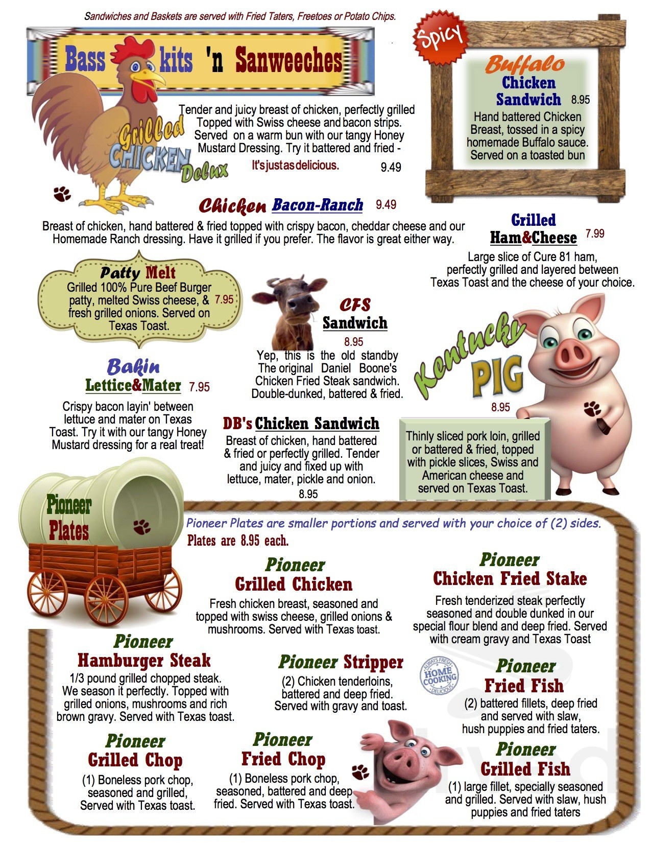 Menu - Tyler TX's Daniel Boone's Grill & Tavern | Sirved