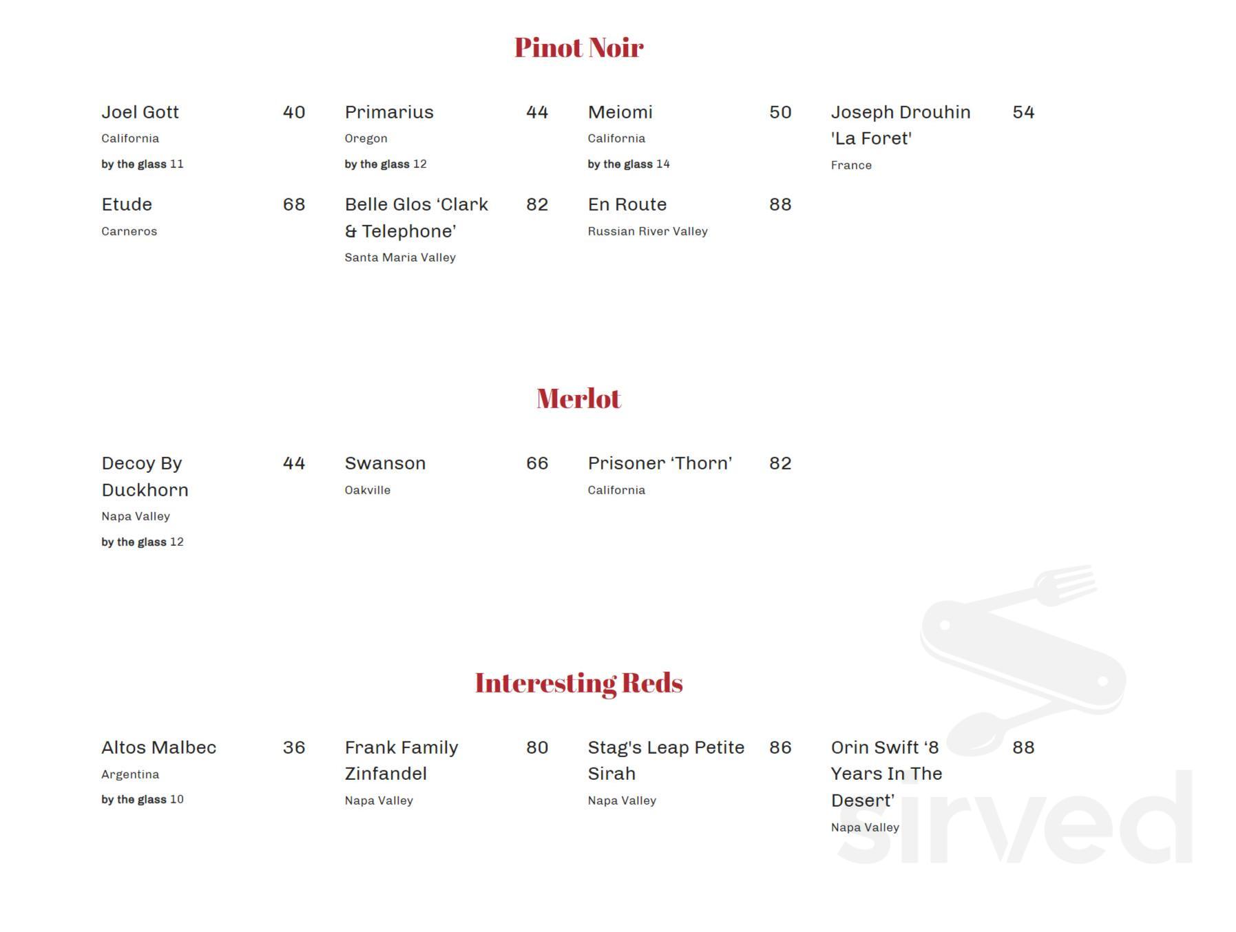 Boulevard American Bistro menu in Covington, Louisiana, USA