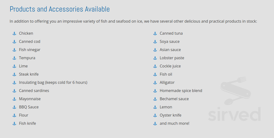 Menu for Moncton Fish Market in Moncton, NB | Sirved