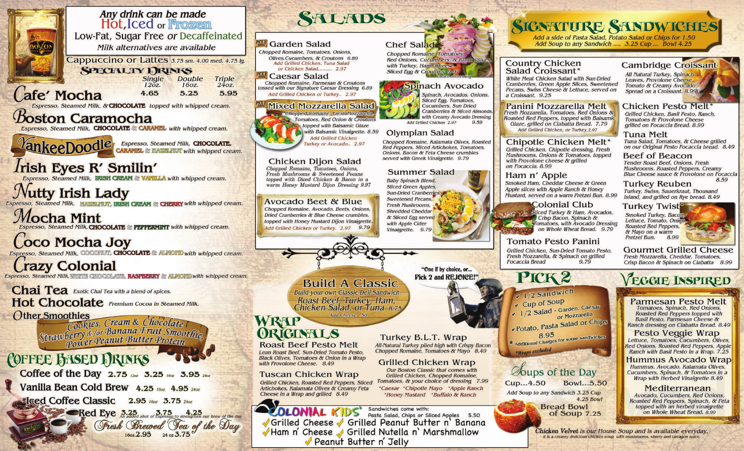 Boston Coffeehouse Menu In DeLand Florida USA