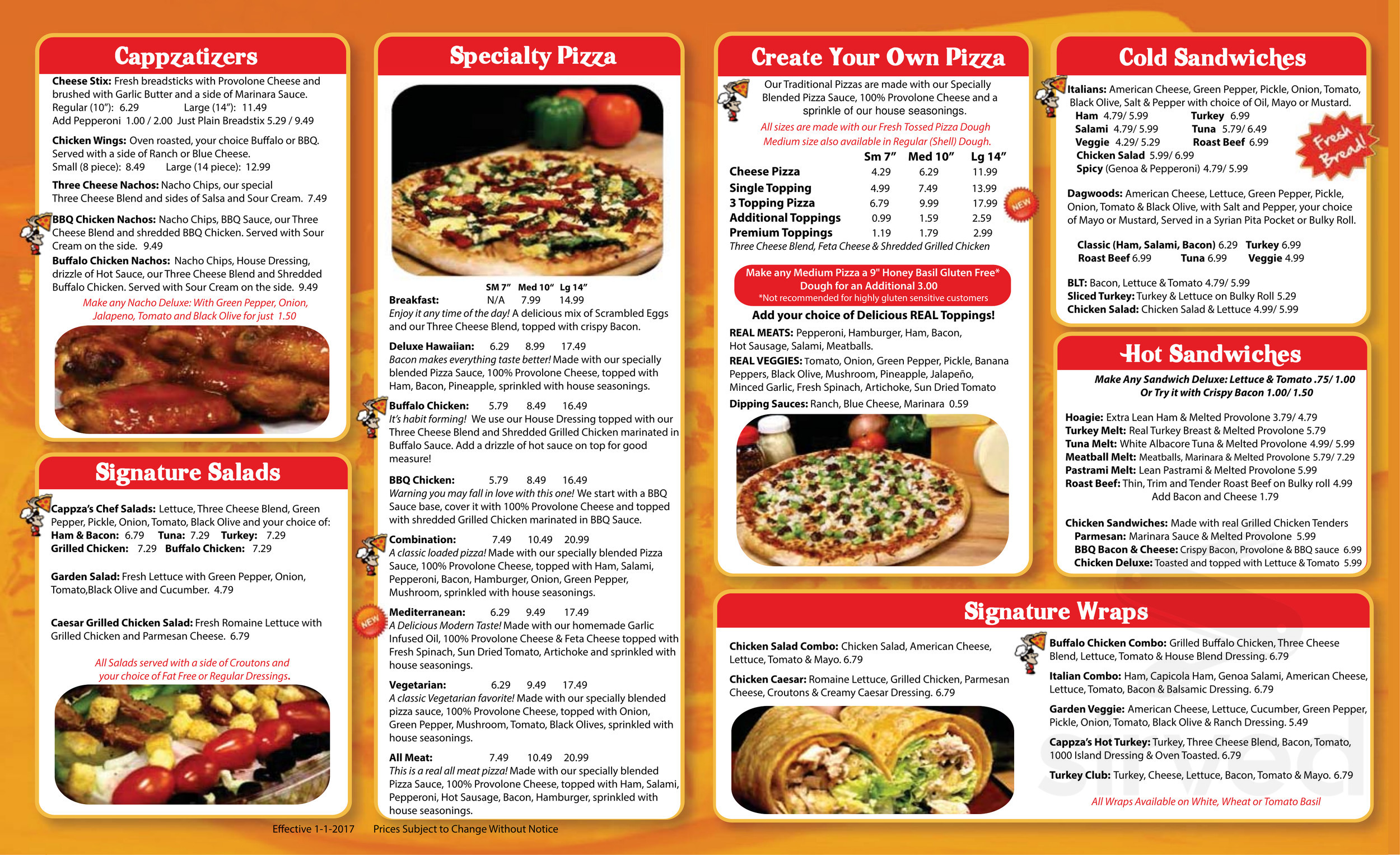 Cappza's Pizza menus in Farmingdale, Maine, United States
