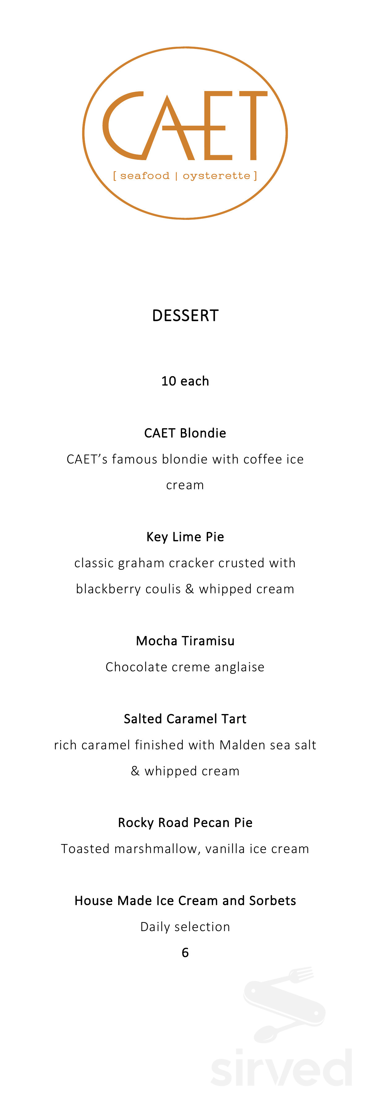 Caet [seafood I oysterette] menu in Ridgeland, Mississippi, USA