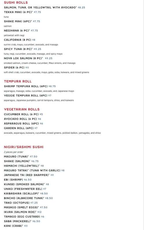 The Golden Mill menu in Golden, Colorado, USA