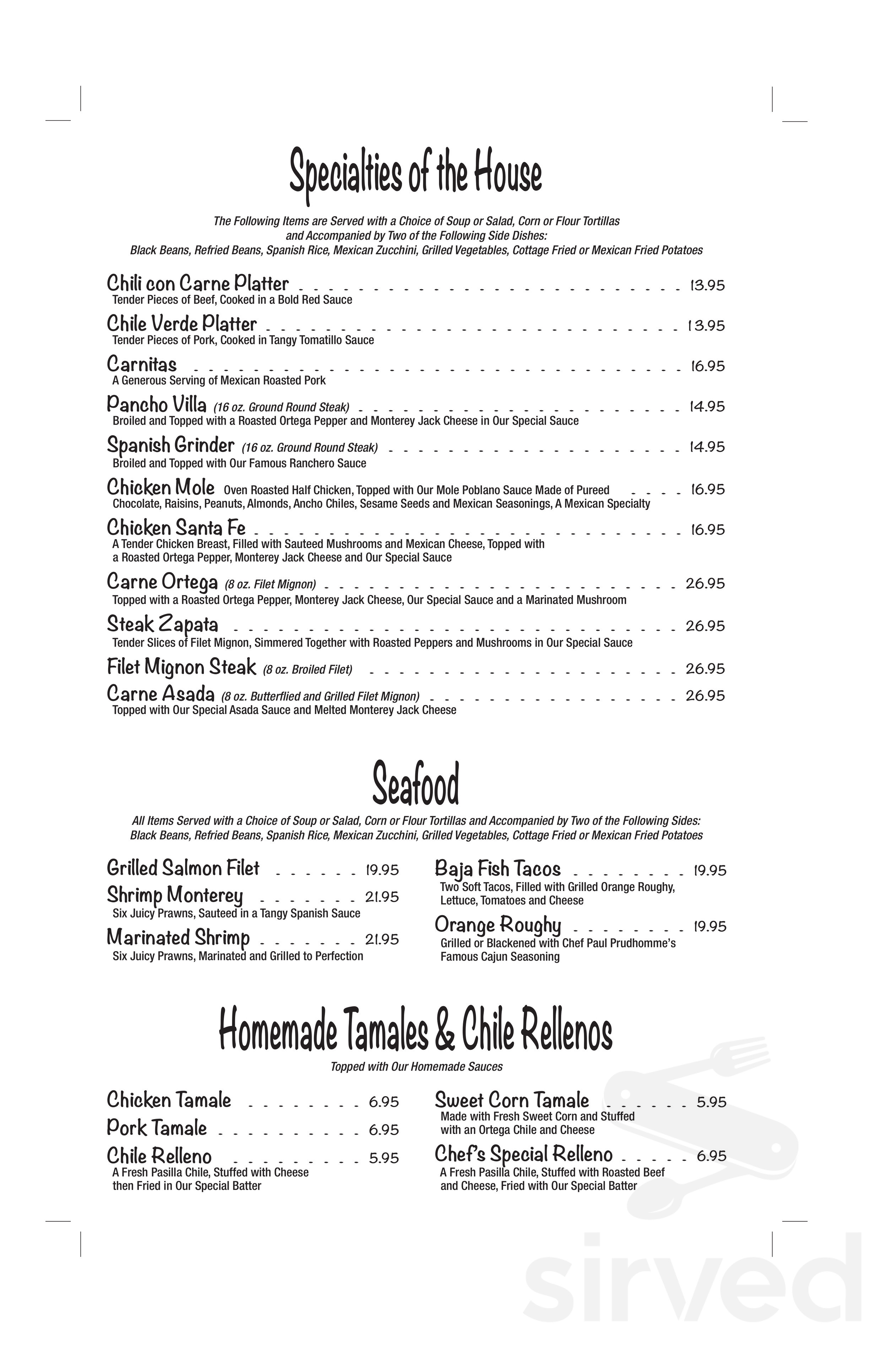 The Original Red Onion menu in Rolling Hills Estates, California, USA