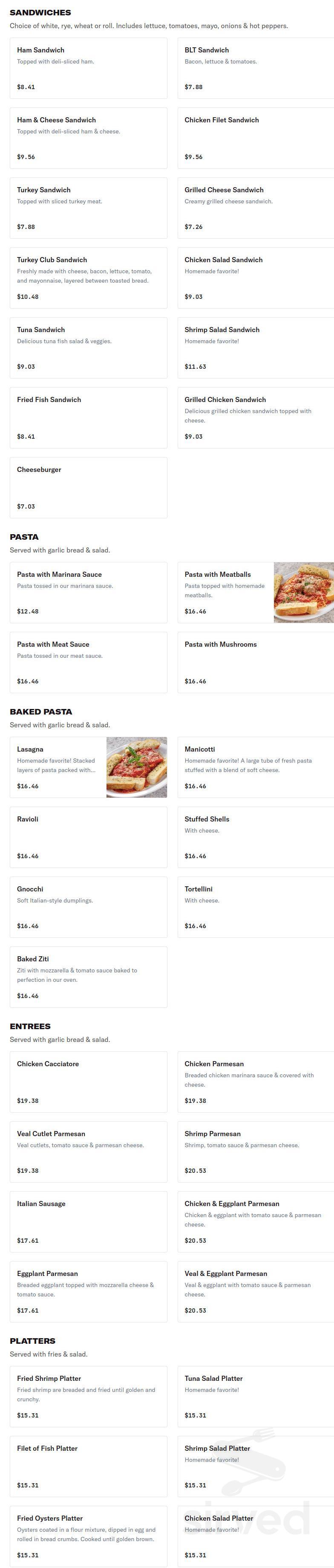 Vito's Pizza menu in Baltimore, Maryland, USA