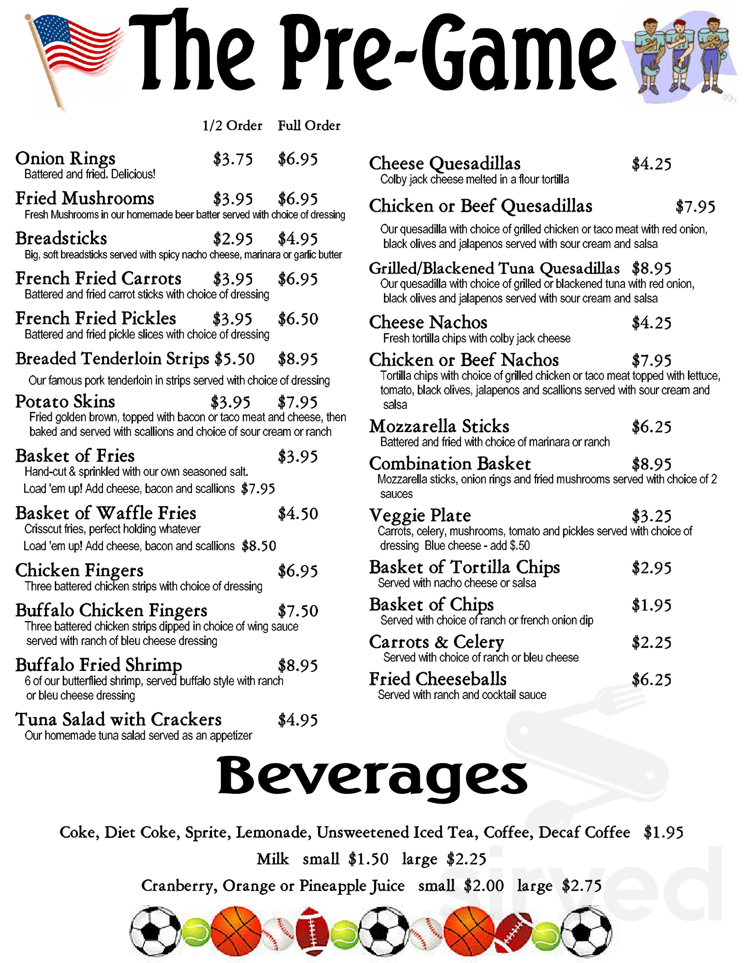 Keystone Sports Review (KSR) menu in Indianapolis, Indiana, USA