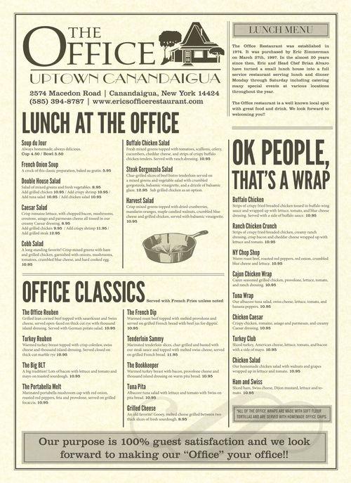 Eric's Office Restaurant menu in Canandaigua, New York, USA