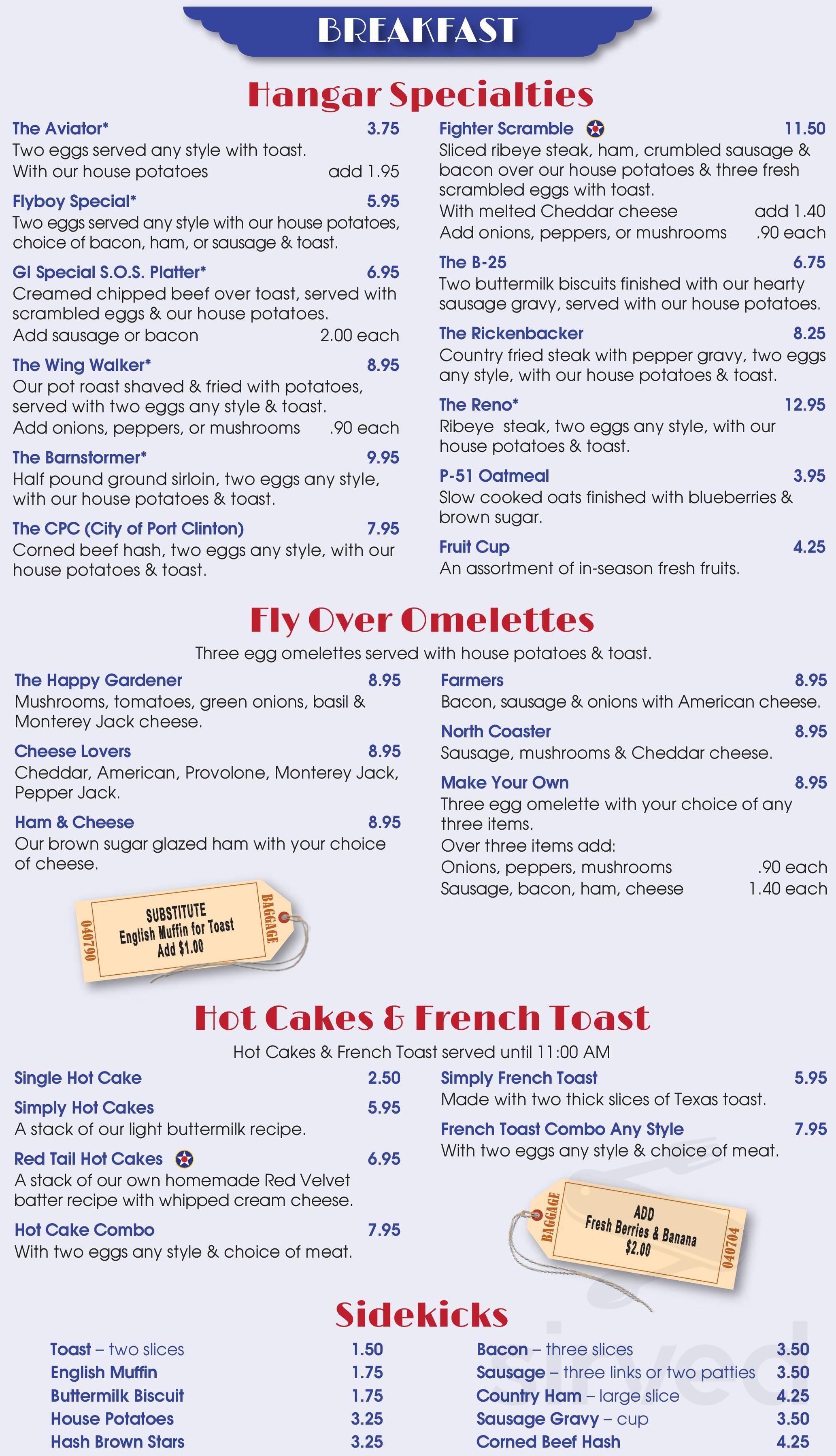 Menu for Tin Goose Diner in Port Clinton, OH | Sirved
