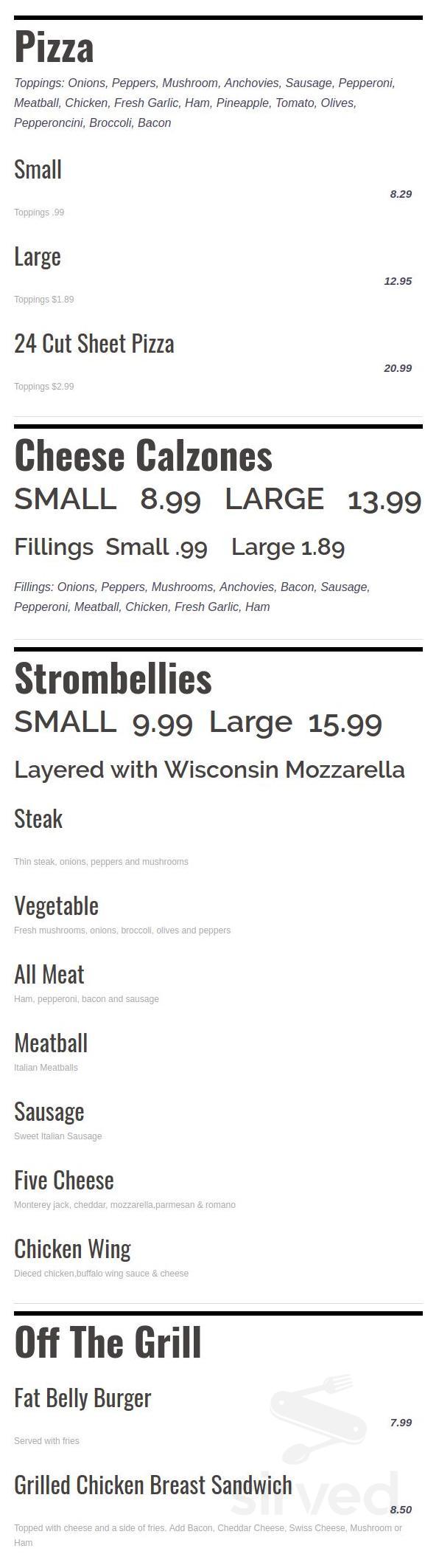 Fat Bellies menus in Gloversville, New York, United States