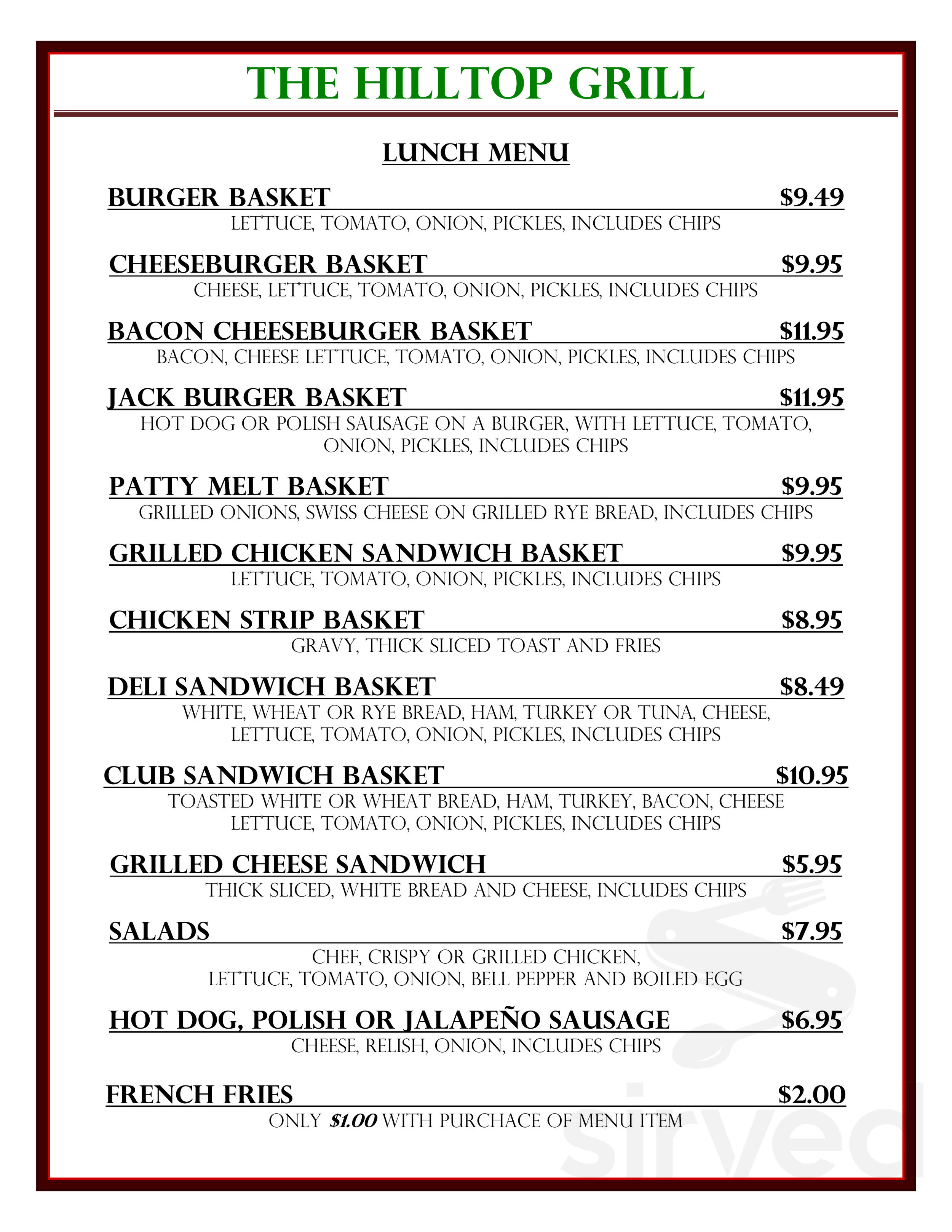 Chickasaw Pointe Golf Club menu in Kingston, Oklahoma, USA