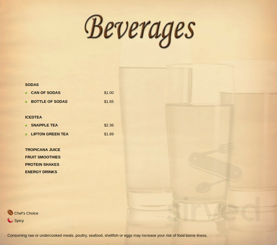 Cypress Cafe menu in Fort Lauderdale, Florida, USA