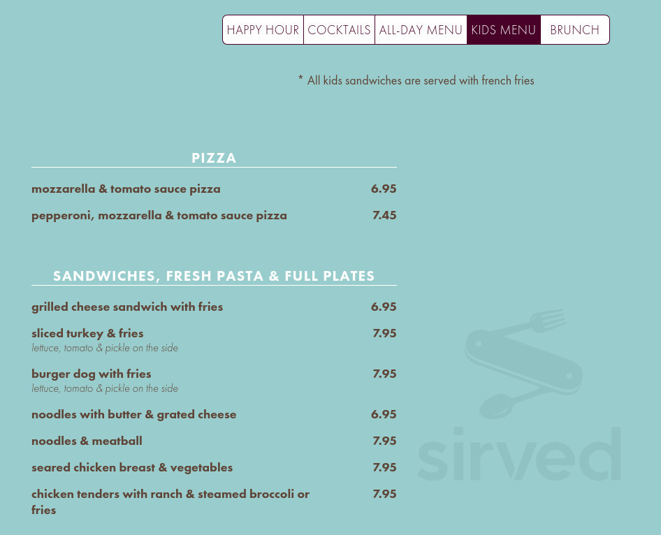 The Theodore menu in Dallas, Texas, USA