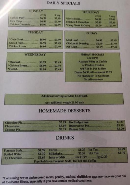Charlotte's Family Restaurant menus in Talbott, Tennessee, United States