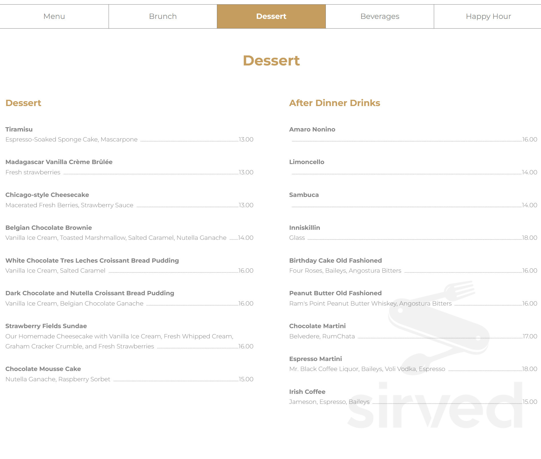 Menu - Miami FL's Chef Adrianne's Vineyard Restaurant & Bar | Sirved