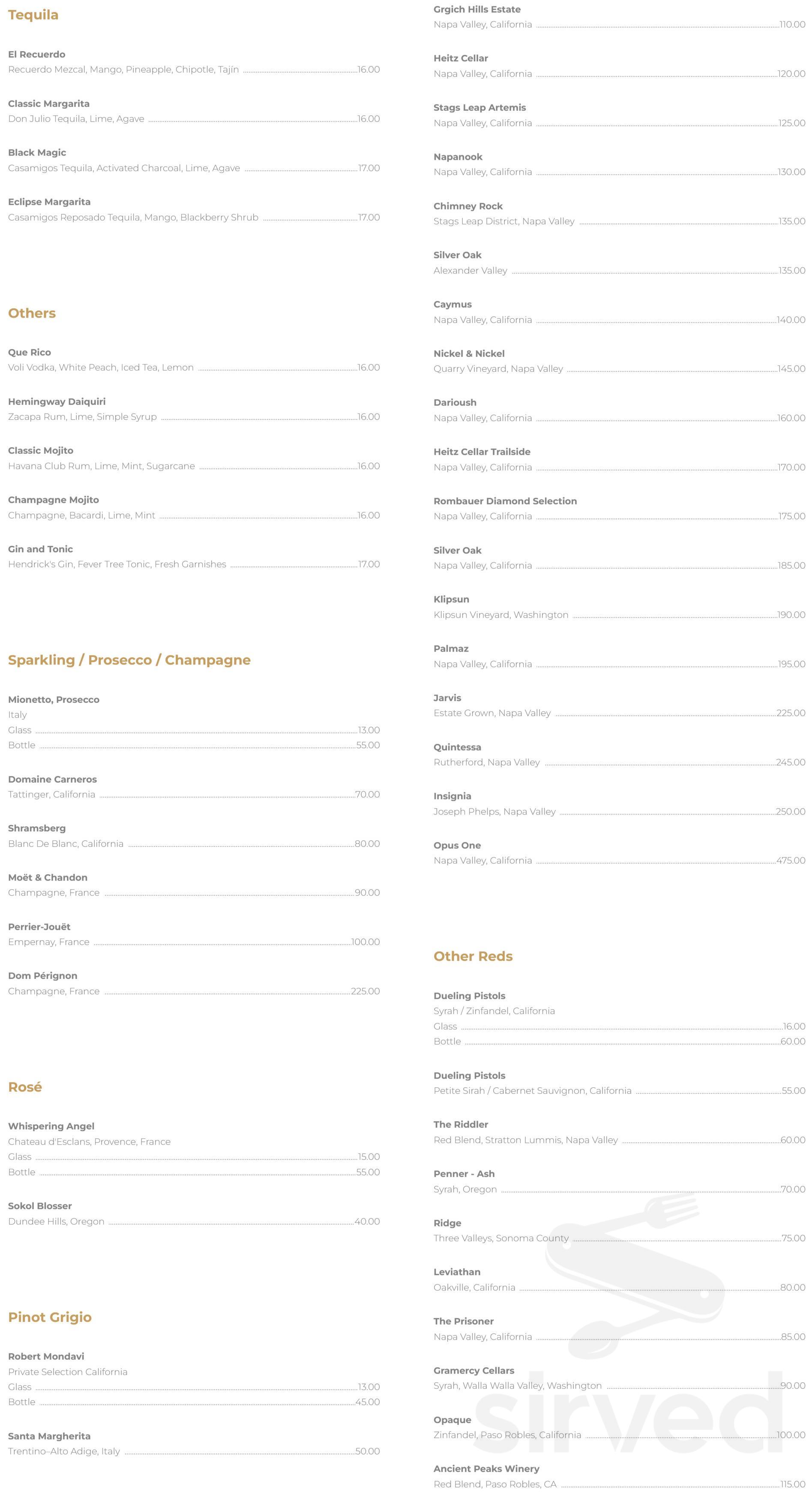 Menu - Miami FL's Chef Adrianne's Vineyard Restaurant & Bar | Sirved