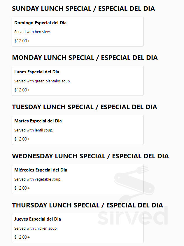 Menu - Queens NY's NUTRIPAN BAKERY 2 | Sirved
