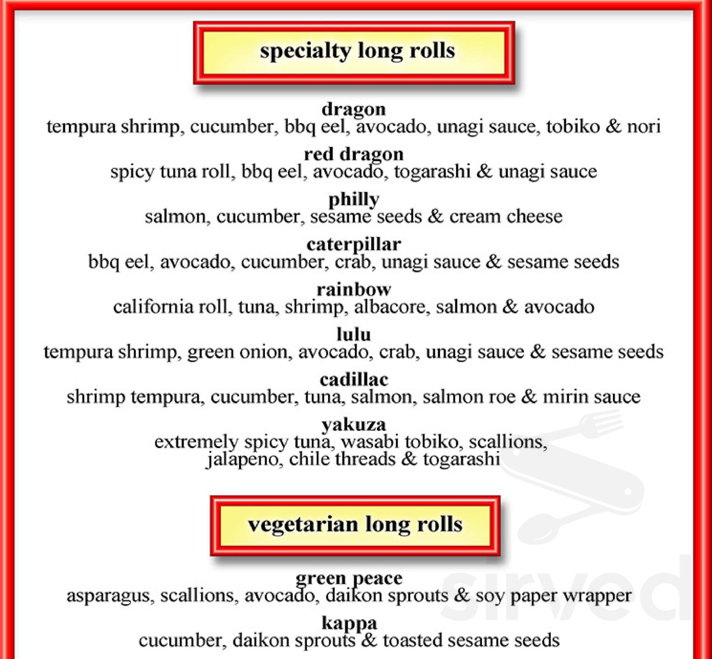 Shinsen Sushi menu in Carson City, Nevada, USA