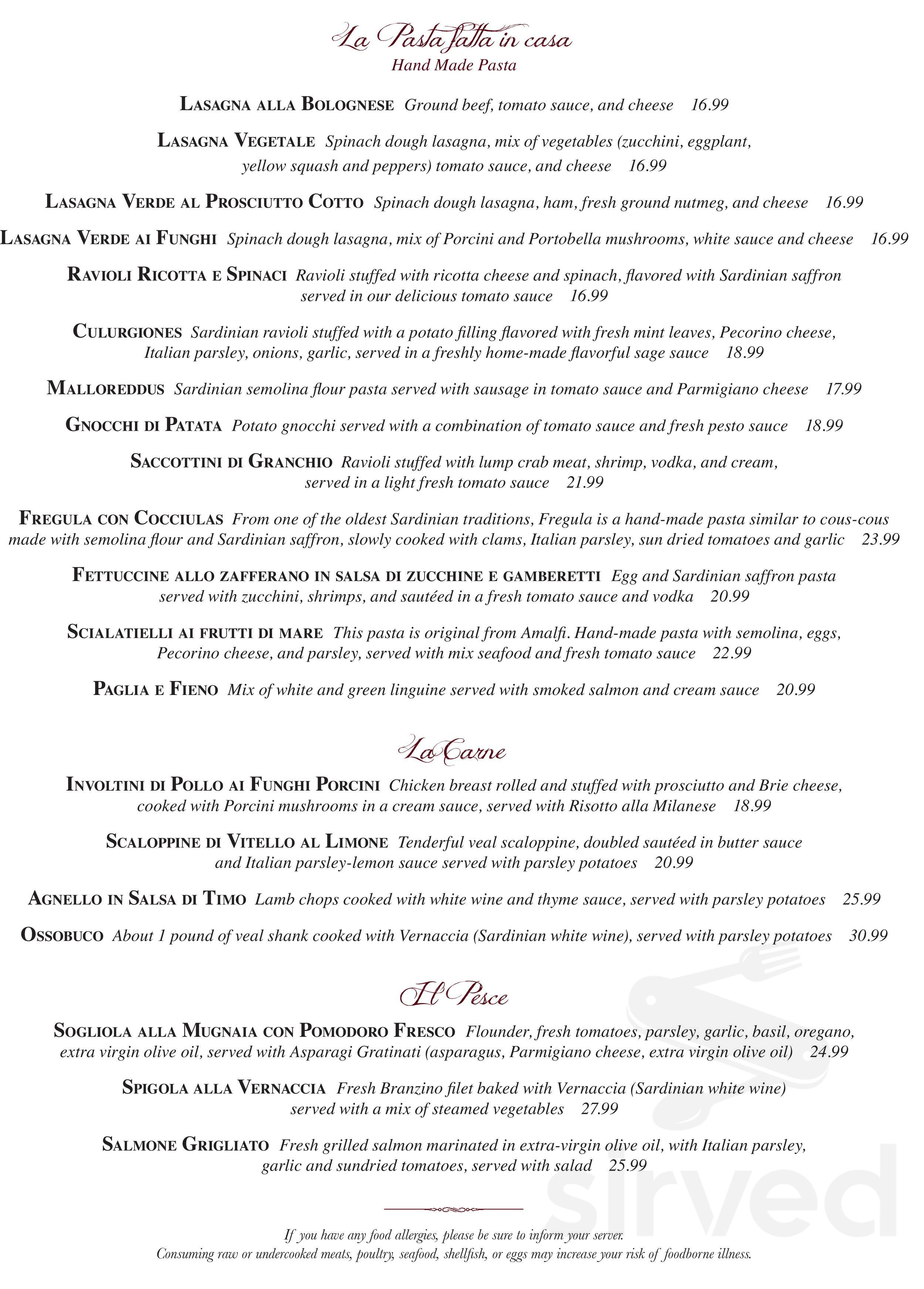 Daniela Restaurant menu in Baltimore, Maryland, USA