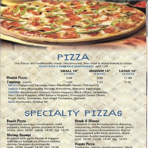 Beach Pizza Plus menu in Redington Shores, Florida, USA