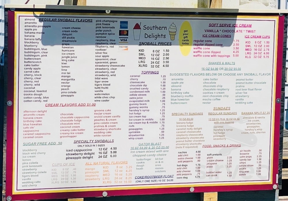 Southern Delights LLC menu in Slidell, Louisiana, USA